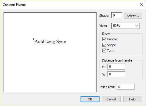 Custom Frame dialog box